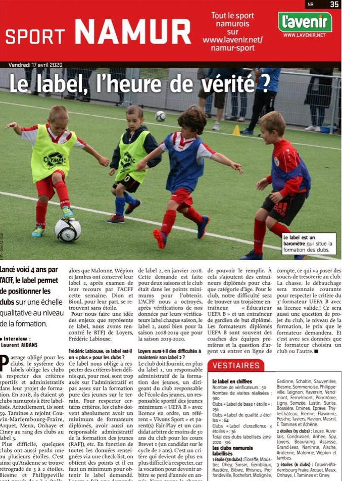 L'ACFF a octroyé au club le LABEL 2** - RUS Loyers